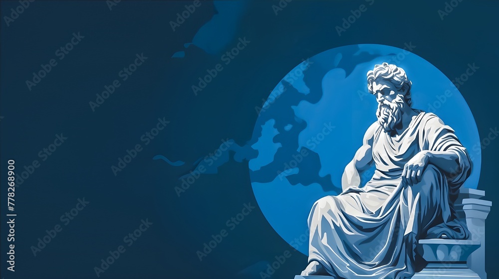 Stoic Greek Philosopher Thinking Man, Minimalist Vector Illustration ...