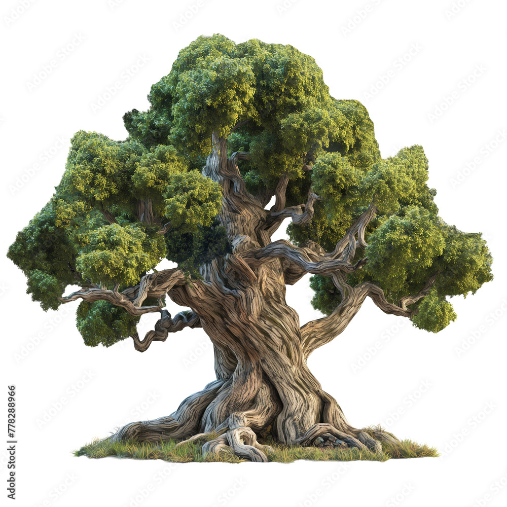 PNG transparent background, fairytale oak tree, big trunk tree isolated ...