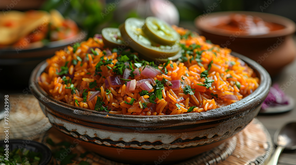 Nigerian Jollof Rice on Decorated Table for HD Wallpaper Stock Photo ...