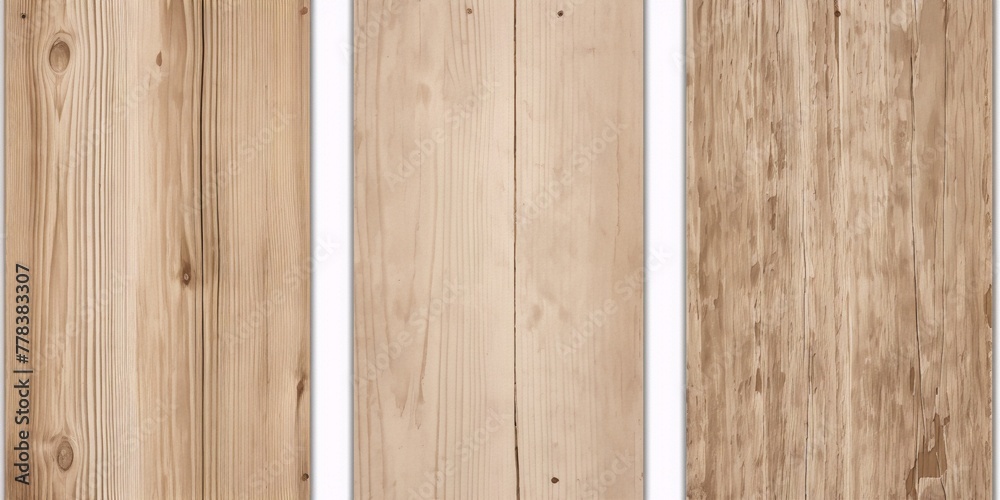 Three wooden panels with different wood grain patterns and colors ...