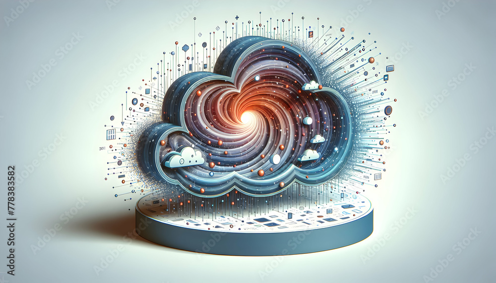 Illustration Stock 3d flat icon as Data Nebula A nebula of data points ...