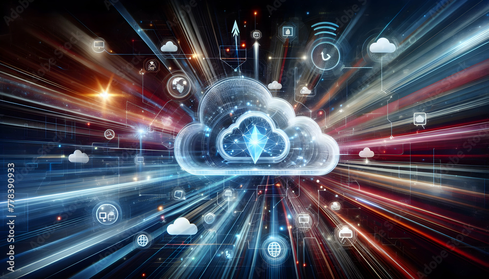 for advertisement and banner as Digital Cloud Burst A dynamic burst of ...