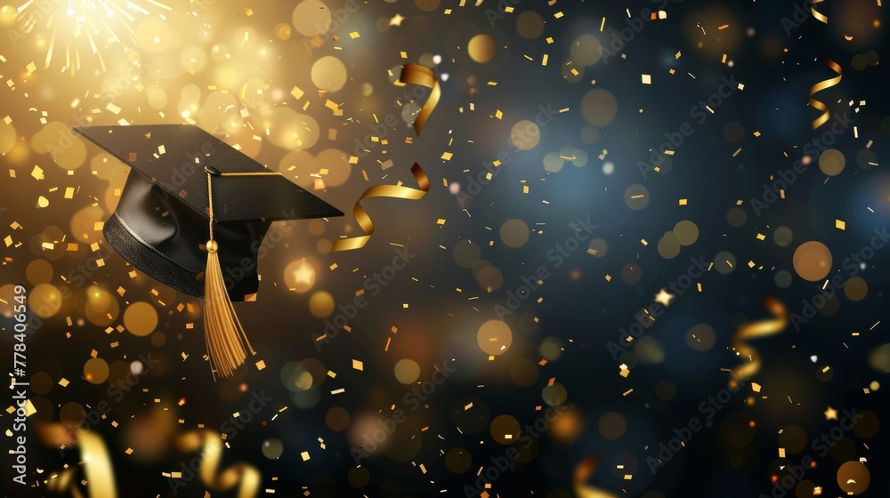 A greeting banner for graduation. Modern illustration with a graduation ...