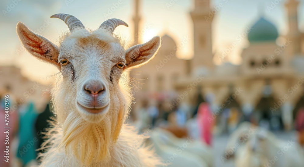 Goat Qurban Eid al adha mubarak festival islamic background Generated ...