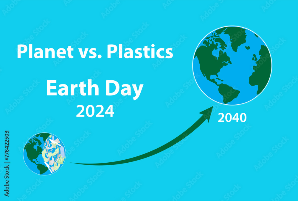 Planets vs Plastics. Earth day 2024 concept, 60% Reduction of Plastic ...