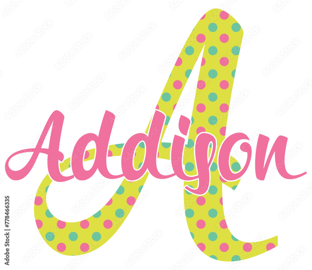 Addison - pink color - name written -word ideal for websites, baby ...