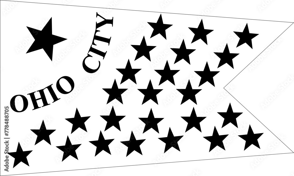 County Flag, Ohio, state, of, vector svg, line art, cut file, black ...
