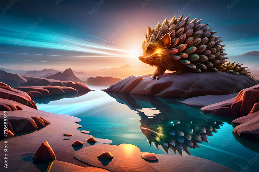 Majestic Reflections: An Exquisitely Detailed Crystal Hedgehog Sitting ...
