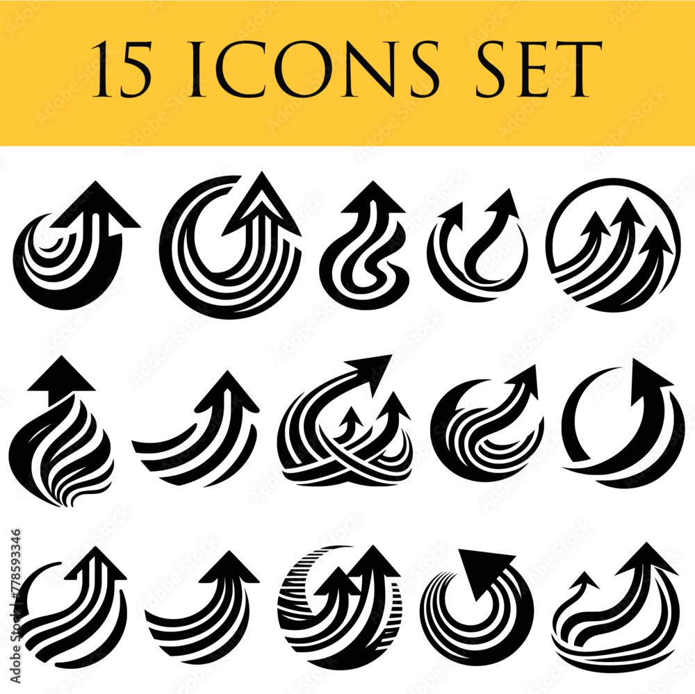 Set of Black Arrows icons. Arrow Symbol, Improvement, Up Arrow ...