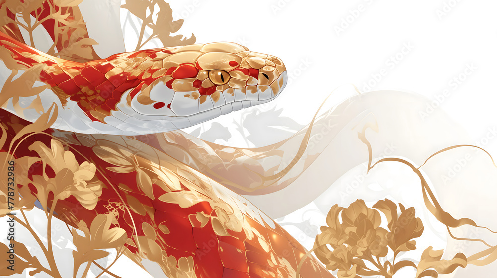 Chinese New Year 2025 background with Snake - zodiac symbol for Lunar ...