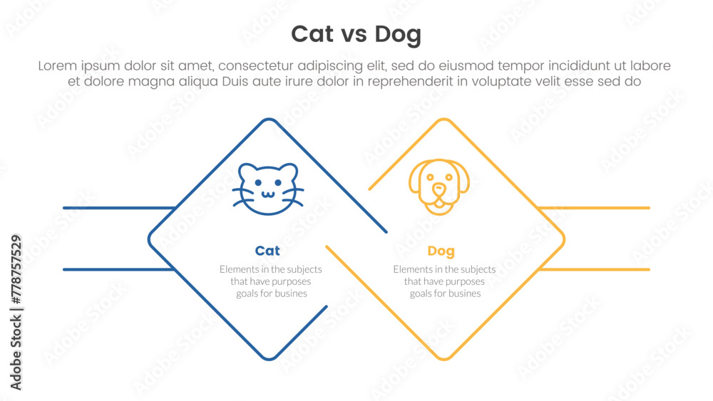 cat vs dog comparison concept for infographic template banner with ...