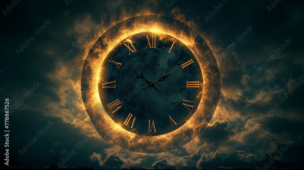 Eclipse countdown wallpaper combination of wall clock and solar eclipse ...