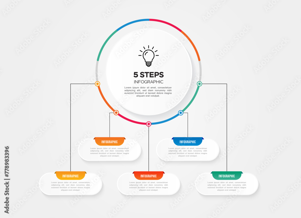 Vector infographics template design. 5 options or steps business ...