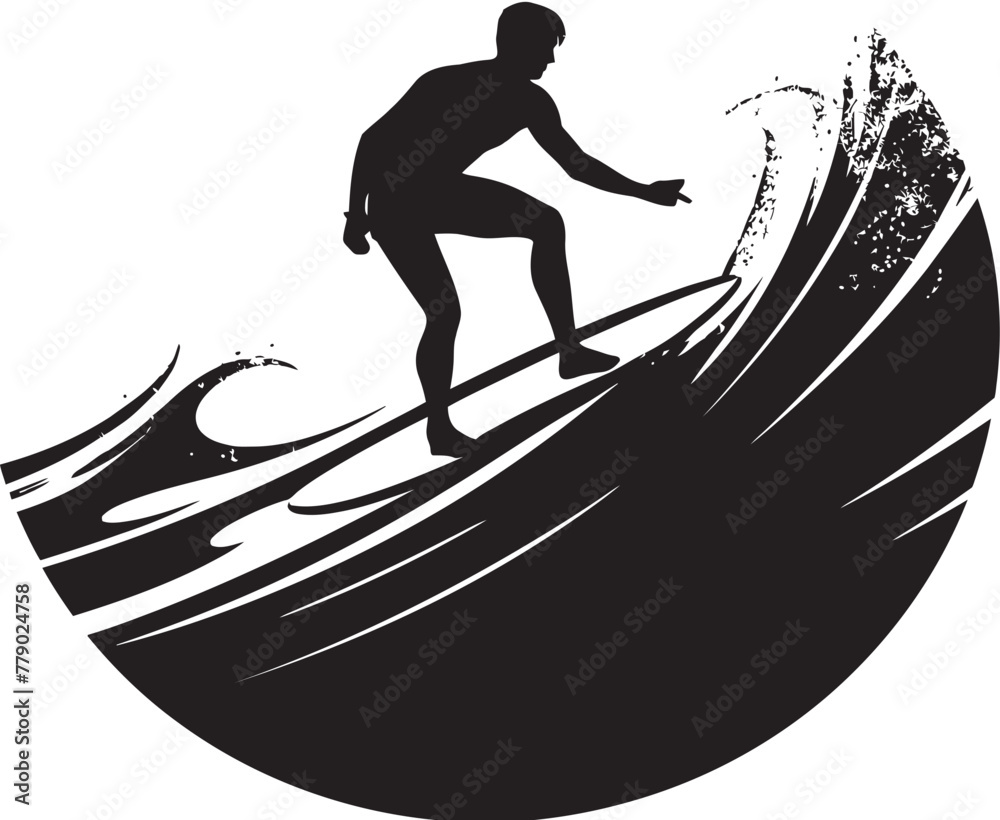 Coastal Carver Vector Logo of a Guy Navigating the Surf Wave Wanderer ...