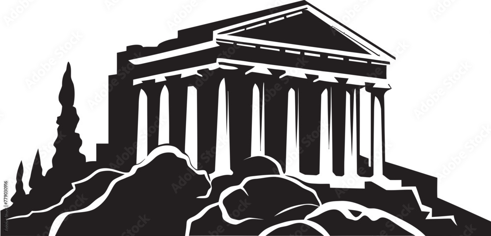 Greek Architecture Vector Logos Designing Icons of Heritage Vector Depictions of Ancient Greek ...