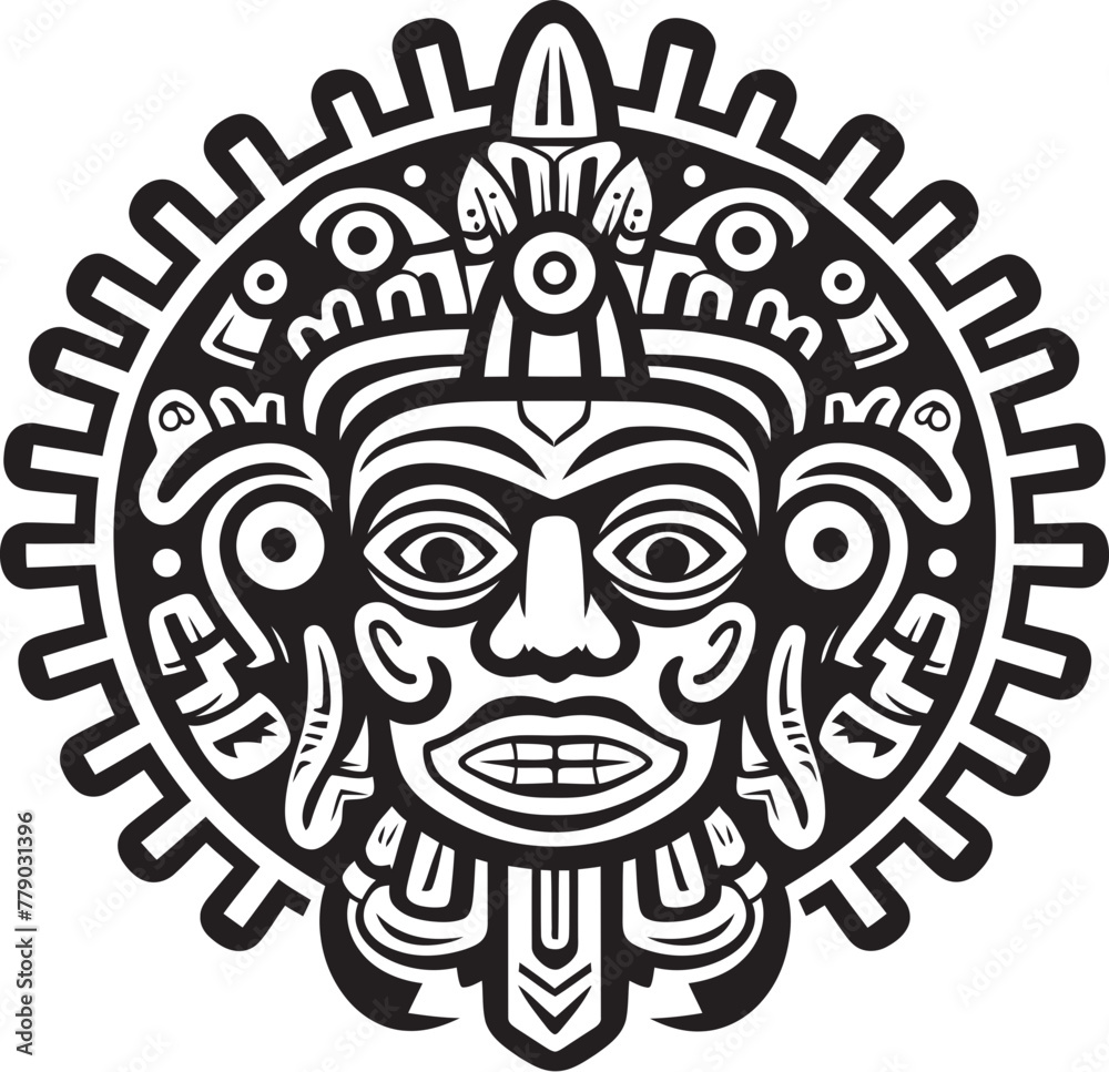 Vector Designs Celebrating Aztec Heritage Drawing Icons Antique Aztec ...