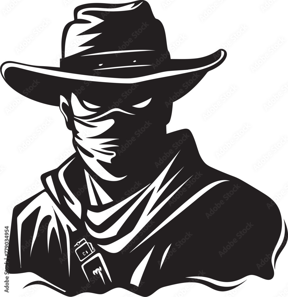 Outlaw Adventure Cartoon Cowboy Robber Vector Logo Design Lone Ranger ...