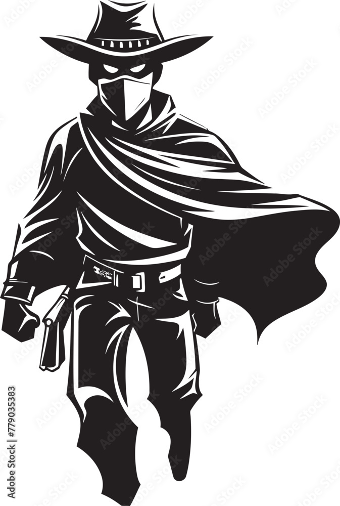 Stealthy Showdown Masked Cowboy Robber Vector Logo Design Frontier ...