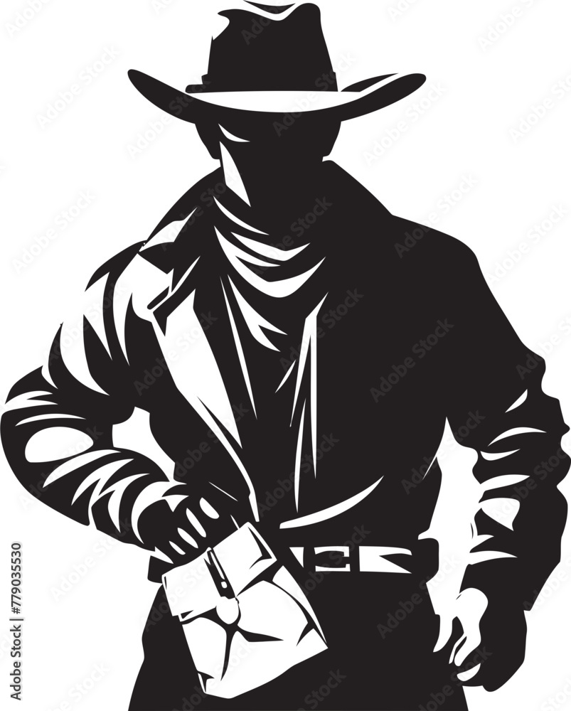Western Wandering Cartoon Cowboy Robber Vector Logo Dusty Trails and ...