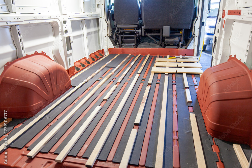 Insulation Floor of the transporter, motorhome after anti-rust paint ...