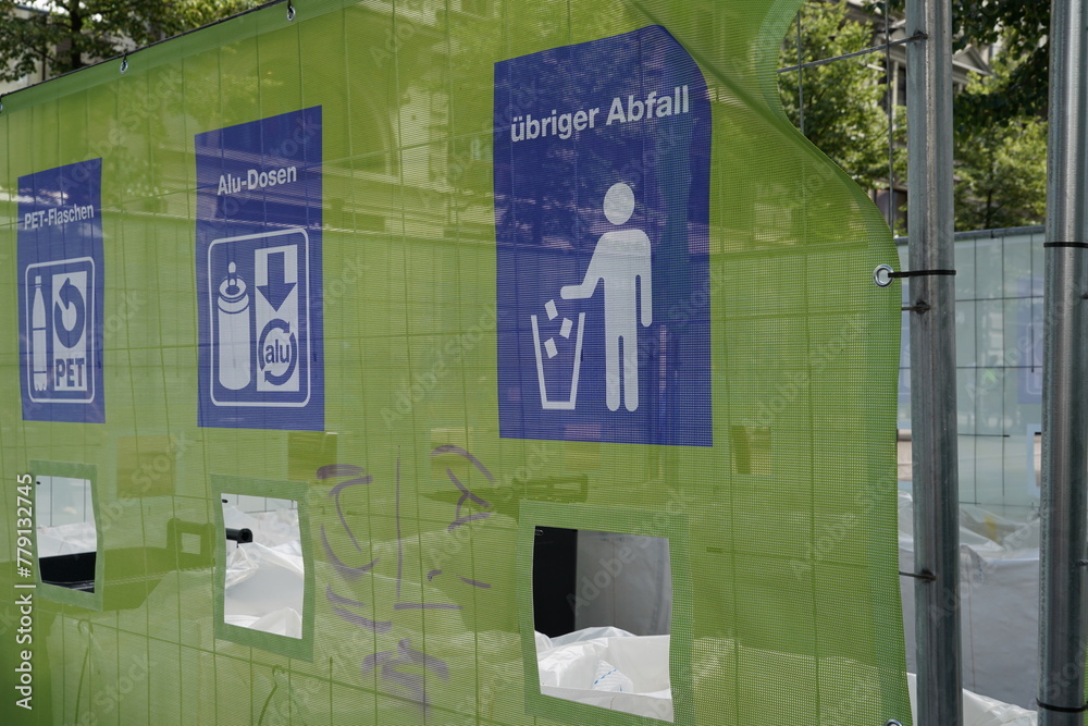 Improvised separation of waste at city festival in Zurich, Switzerland ...