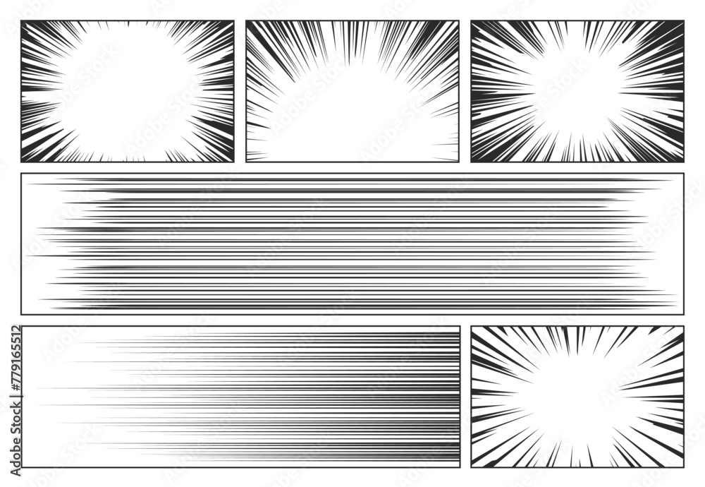 Comic Speed Lines Set. Dynamic Streaks Or Rays Used In Comics To Convey ...