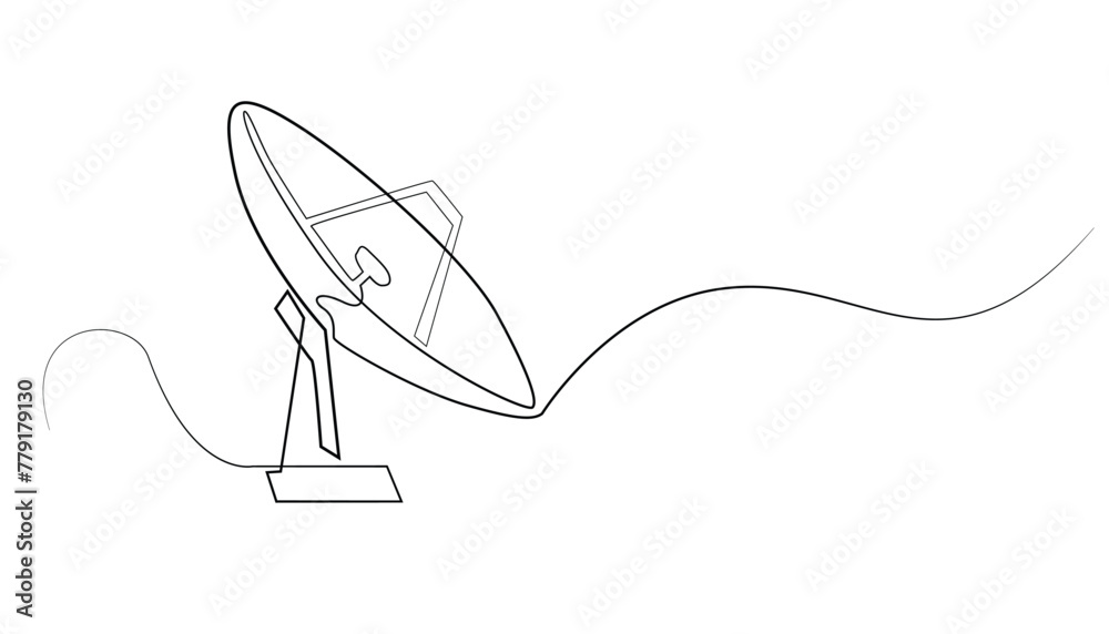 continuous line of satellite dish. Illustration of a signal catching ...