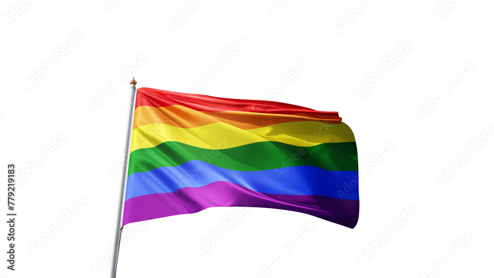 Photo Stock gay pride flag on a transparent background, waving in the ...