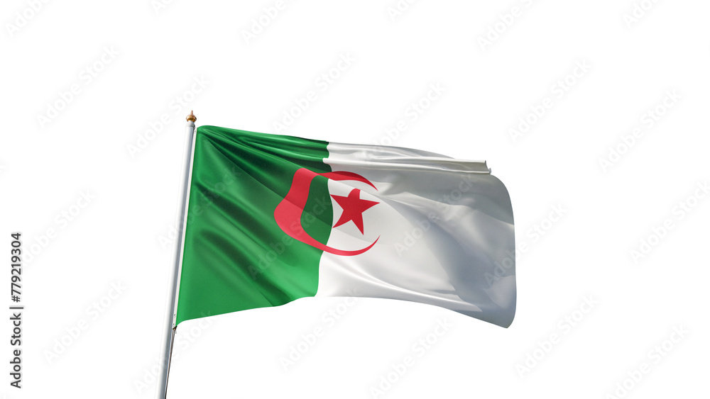 Foto de Stock flag of algeria on a transparent background, waving in ...
