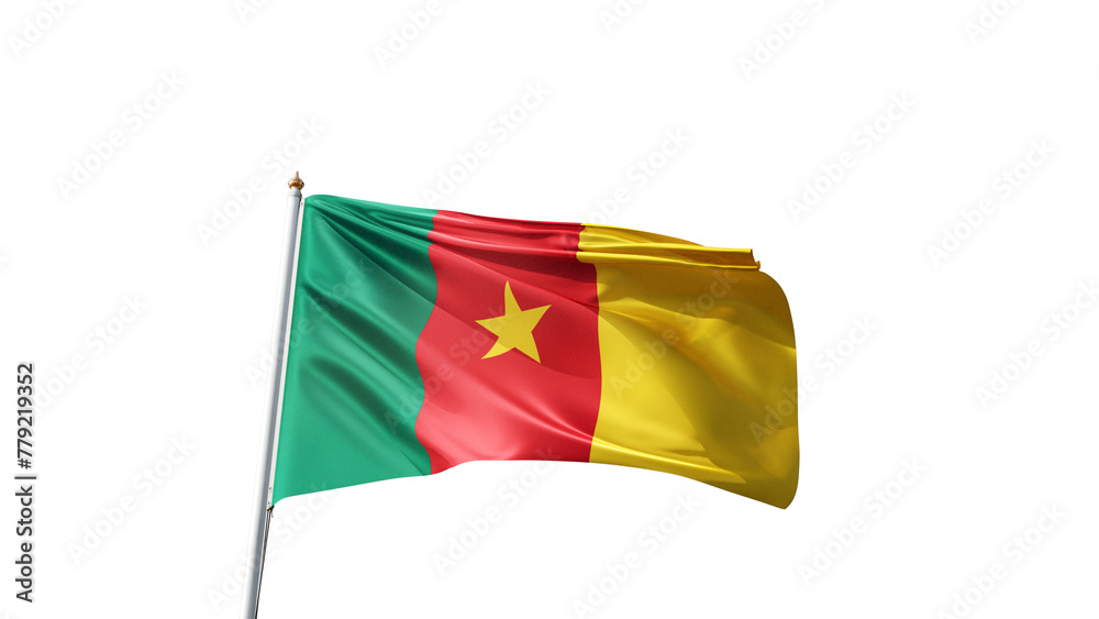 flag of cameroon on a transparent background, waving in the wind ...