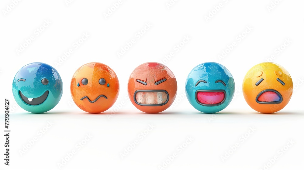 A set of emoji emoticons displaying a range of emotions from sad to ...