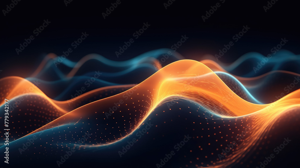 Luxury flowing dot particles wave line pattern yellow gold gradient ...