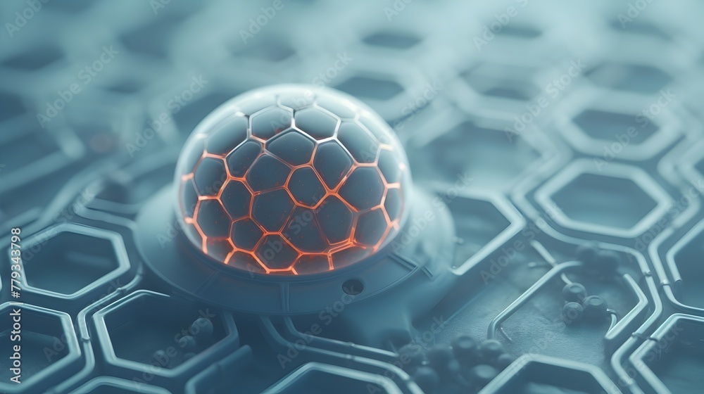 Captivating Nanotechnology and Miniaturization Sci-Fi Landscape with Futuristic Sphere and ...