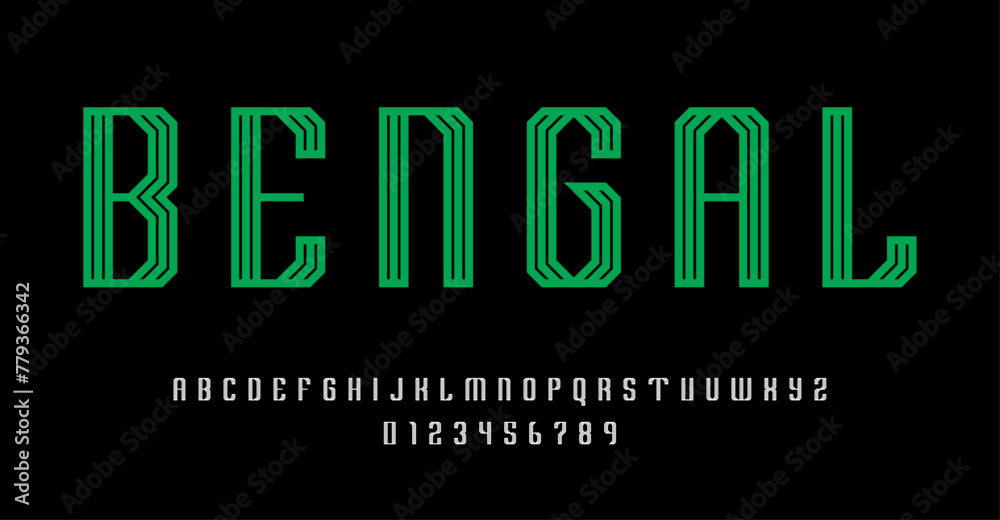 Set of alphabets font letters and numbers modern abstract design with ...