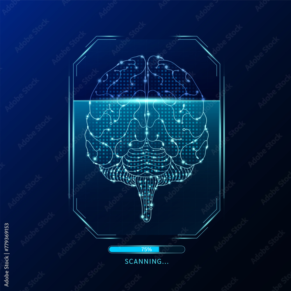 Stock-Vektorgrafik „Brain scanning radar screen. Medical technology ...