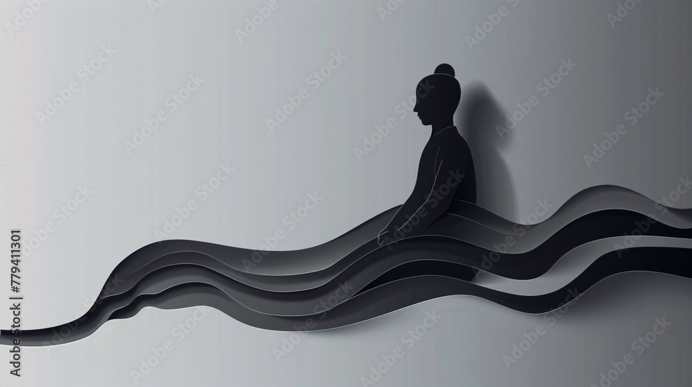 Minimalistic Buddha Illustration: Shadow, Gray Background, Muted Colors ...