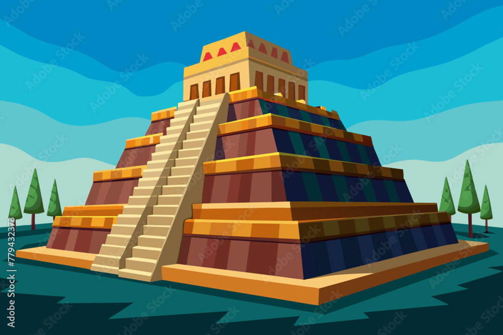Babylonian ziggurat vector Stock Vector | Adobe Stock