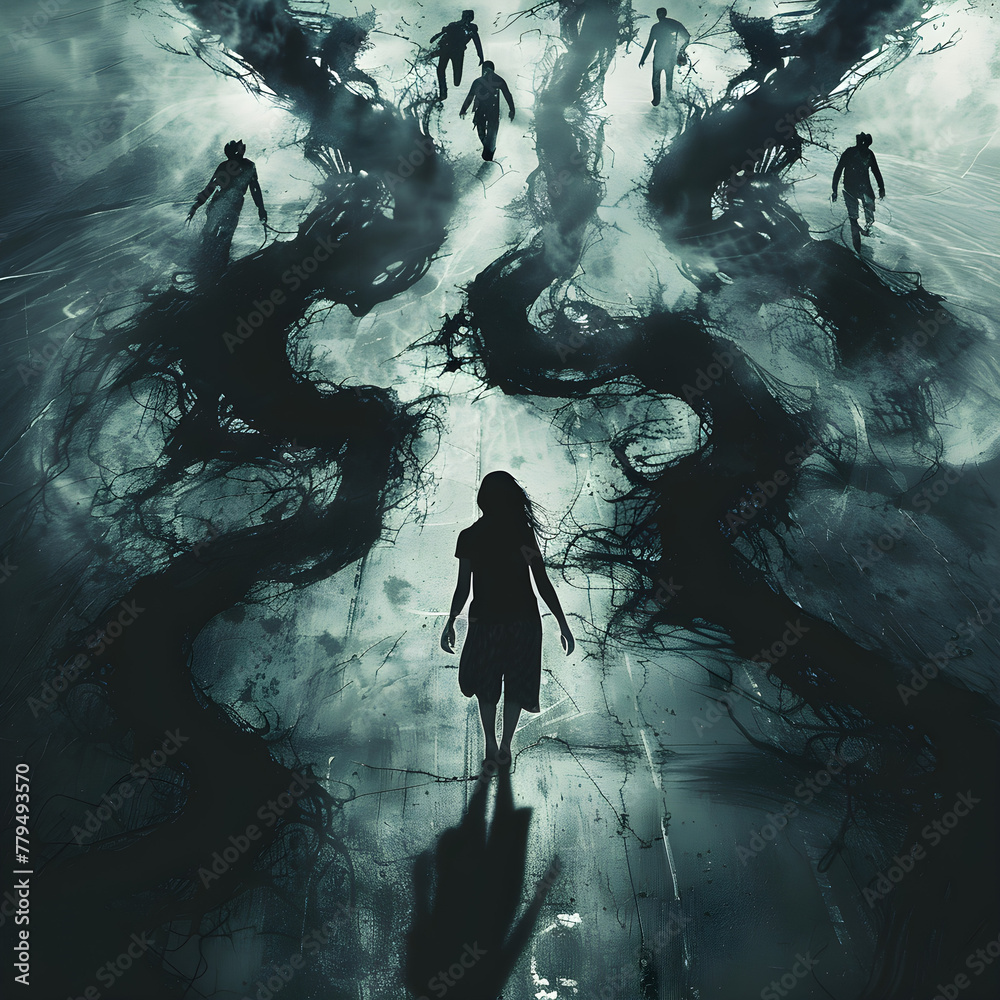 Image of dark shadows chasing people, representing mental health ...