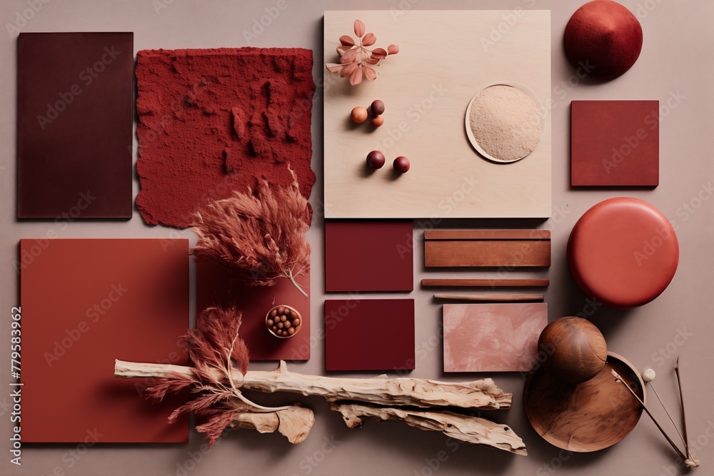AI-generated layout of wall materials of interior design with mood ...