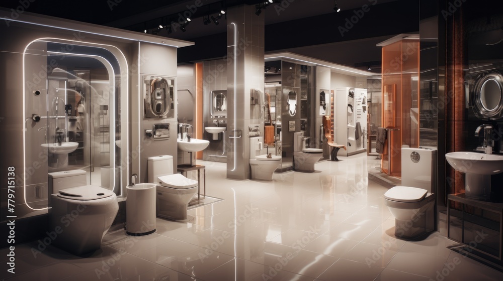 Interior of modern sanitary ware store. Stock Photo | Adobe Stock
