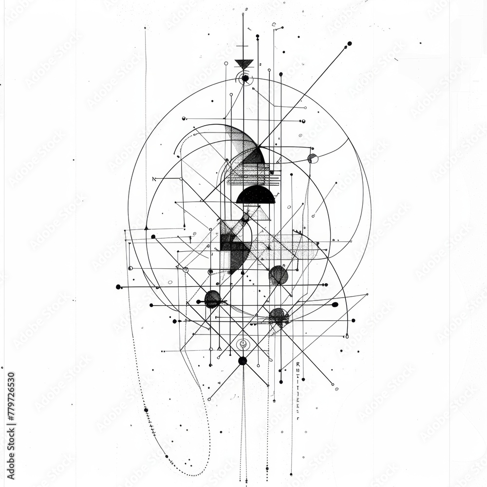 Delicate line art depiction of a mathematical graph, chart or diagram ...
