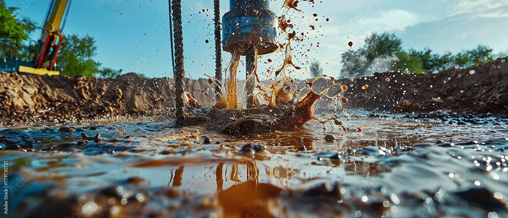 Clean water drilling construction of artesian wells with drilling mud ...