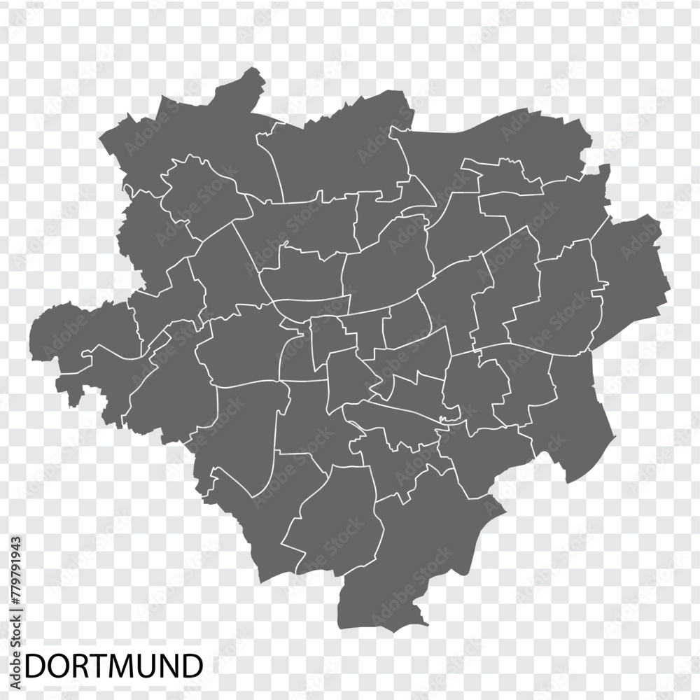 High Quality map of Dortmund is a city The Germany, with borders of the ...
