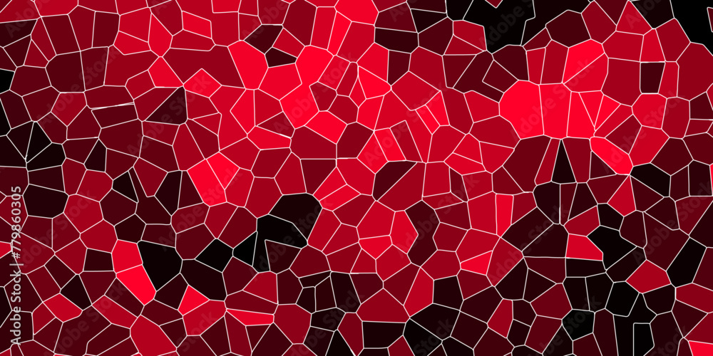 Red color Broken Stained-Glass Background with black lines. Voronoi ...