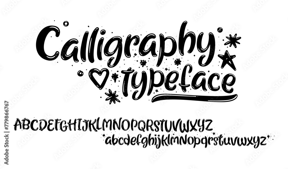 Vector hand drawn alphabet. Brush painted letters. Handwritten script ...