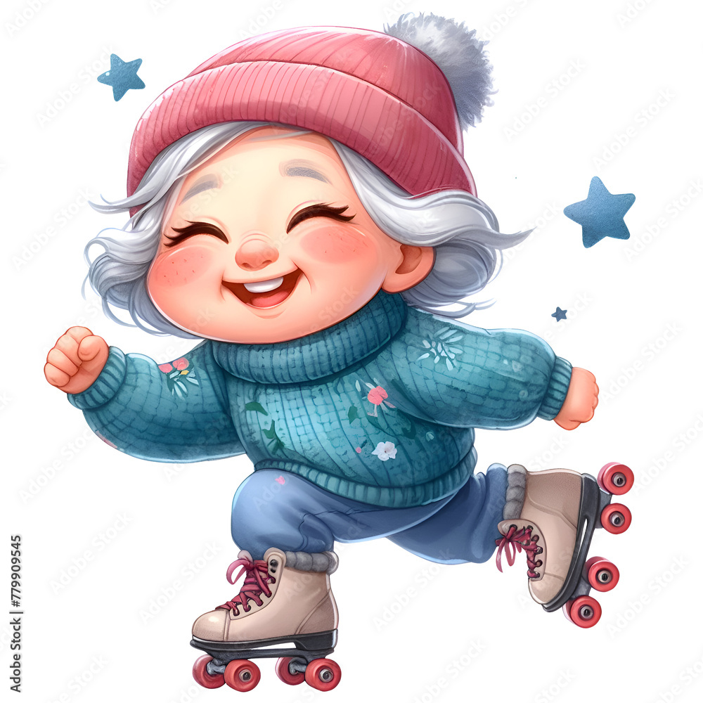 Cute Grannies Clipart, Watercolor Funny Old Lady Clipart, Granny ...