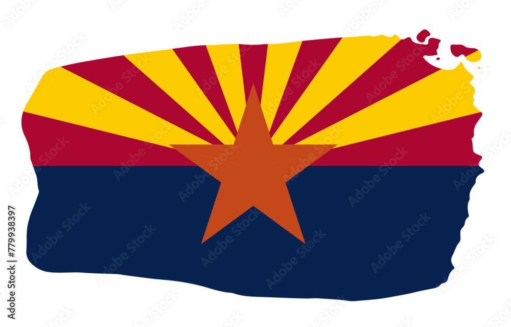 Arizona state flag with palette knife paint brush strokes grunge ...