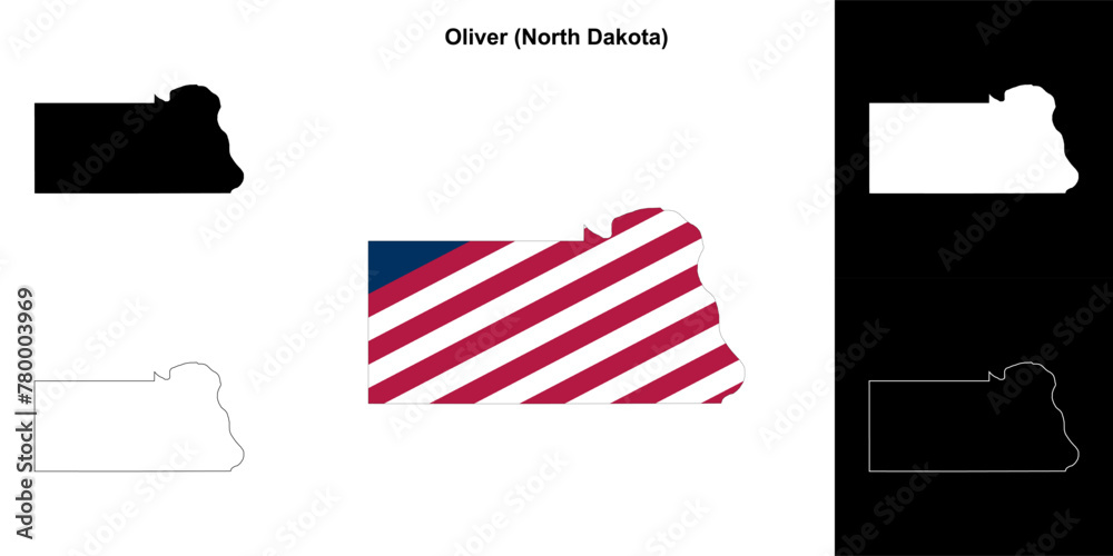 Oliver County (North Dakota) outline map set Stock Vector | Adobe Stock
