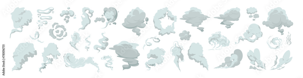 Cartoon smoke set. Vector smoke set special effects template Stock ...