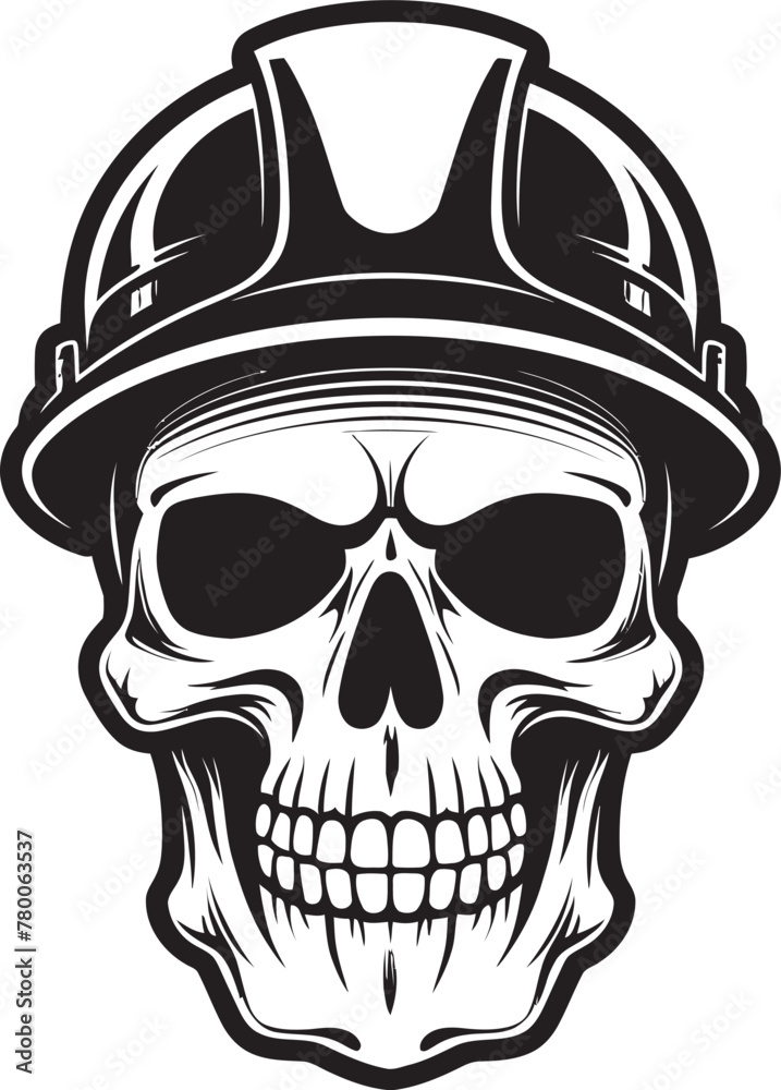 Hard Hat Guardian: Iconic Helmet-Wearing Skull Graphics Construction ...